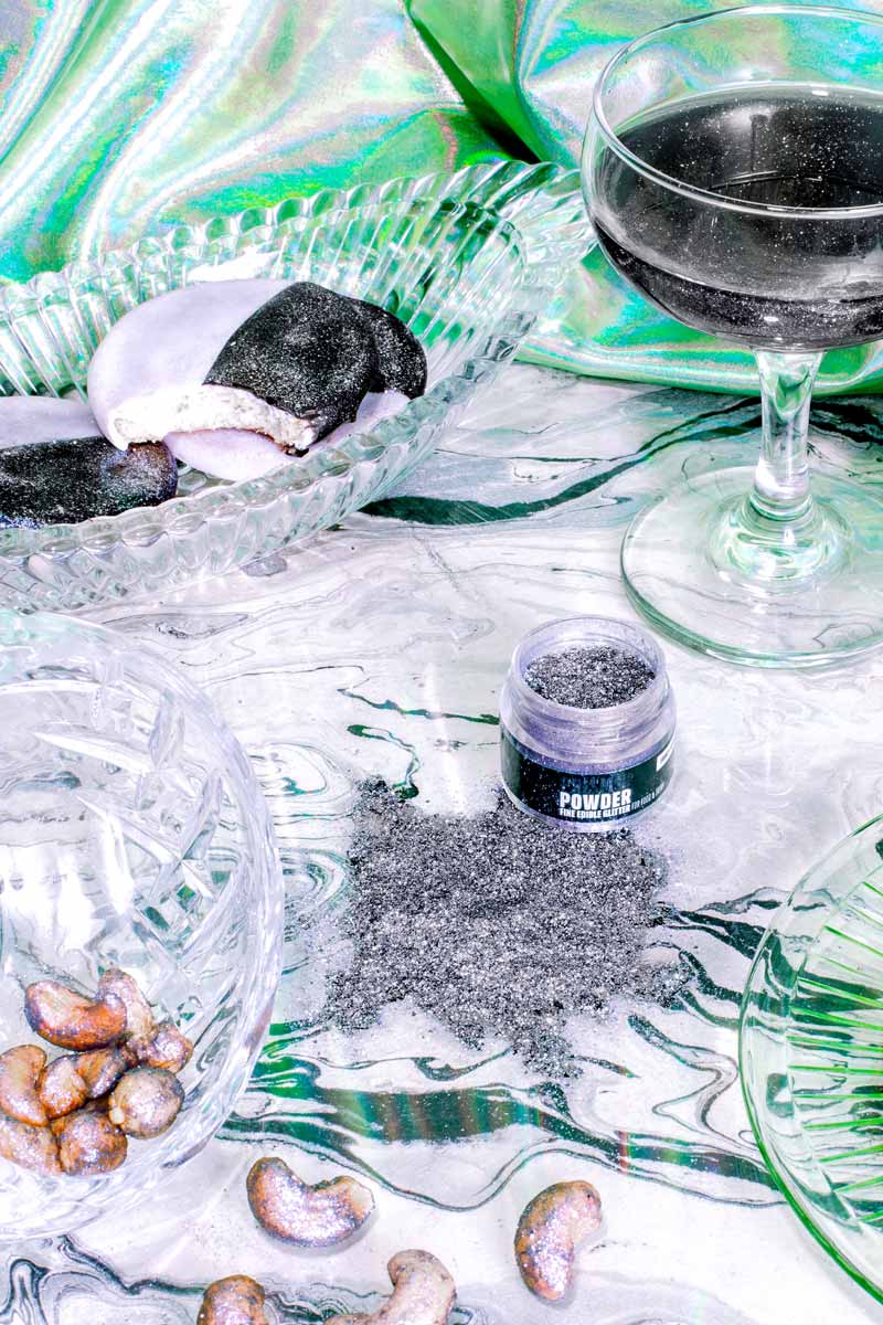 Black Edible Glitter for Drinks and Food | Onyx Black Prism Powder
